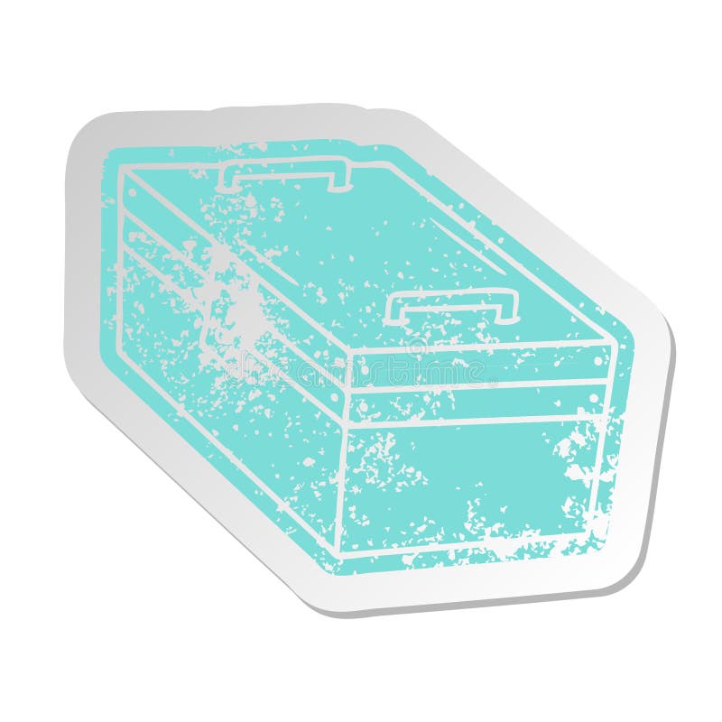 Distressed Old Sticker of a Metal Tool Box Stock Vector - Illustration ...