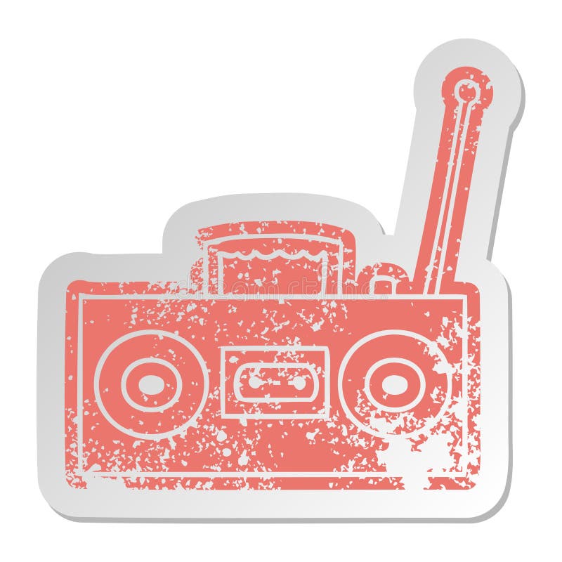 Distressed Old Sticker of a Retro Cassette Player Stock Vector ...