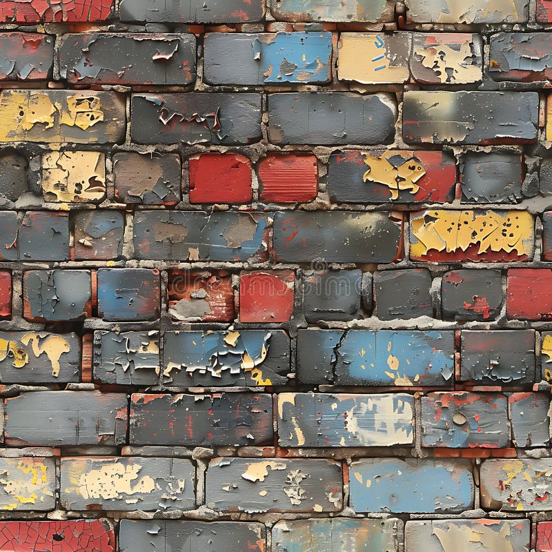 Distressed Painted Brock Wall Texture, Repeating Pattern Stock ...