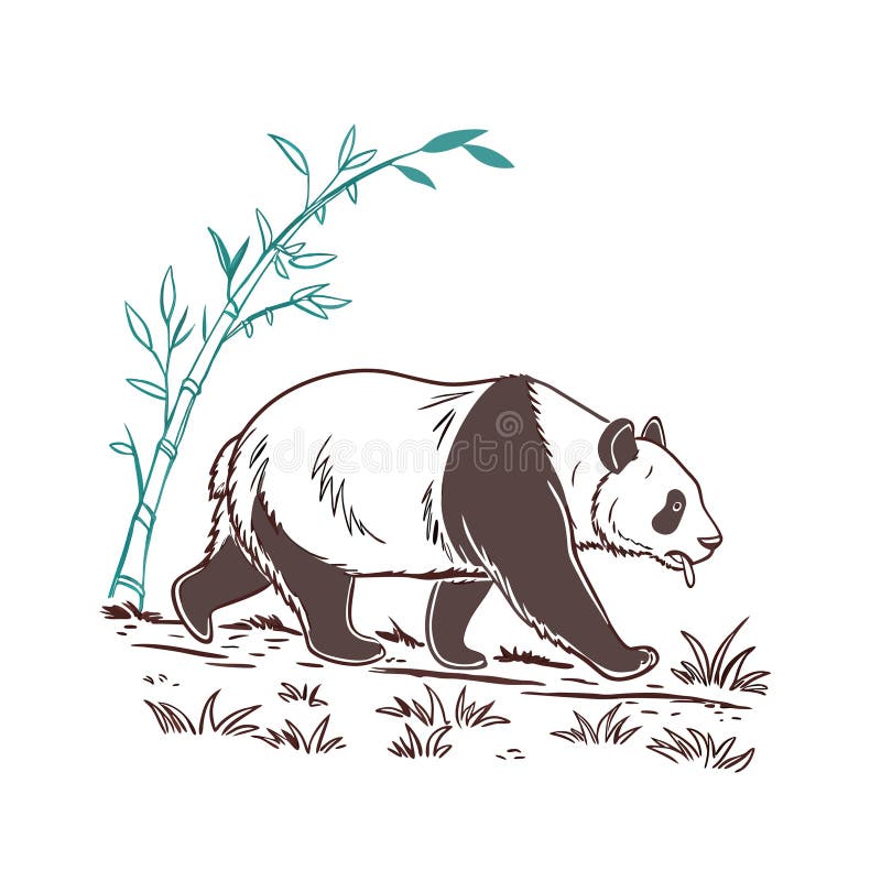 Distressed Panda on a Walk Vector Illustration Stock Photo ...