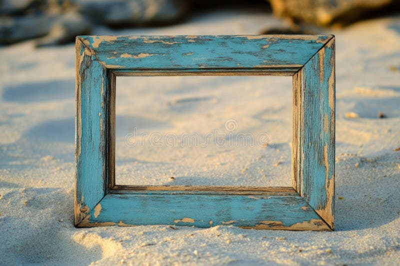 Distressed Picture Frame Placed on a Beach Evoking Summer Memories and ...
