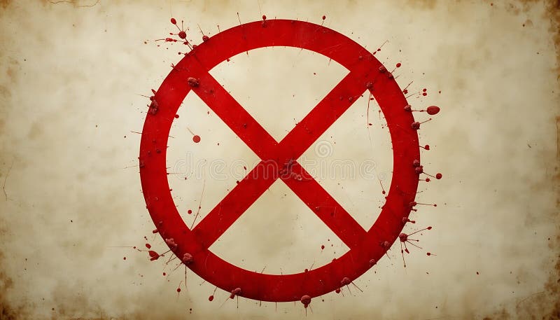 Distressed Red Circle Cross Symbol on Grunge Background Stock ...