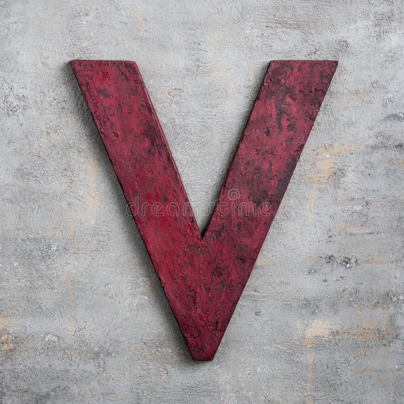 Distressed Red Letter V on Concrete Background Stock Illustration ...