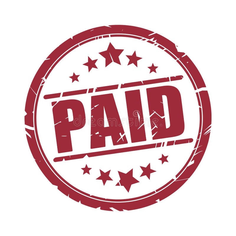 Distressed Red Paid Seal with a Circular Border and Star Embellishments ...