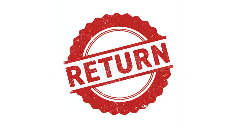 Distressed Red ,Return, Rubber Stamp with Circle and Line Design Stock ...