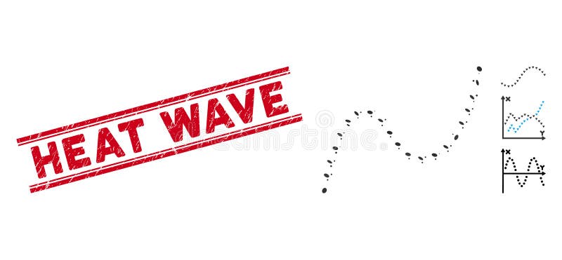 Textured Heat Wave Line Stamp and Collage Dotted Curve Icon Stock ...