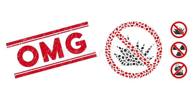 Distress Omg Line Stamp and Collage No Bang Icon Stock Illustration ...
