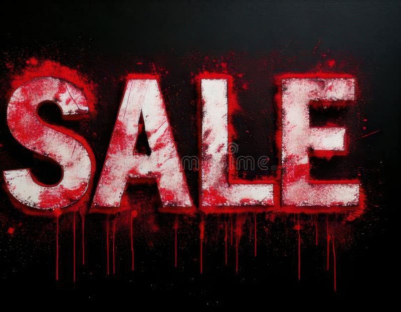 Distressed Sale Text with Red and White Texture on a Black Background ...
