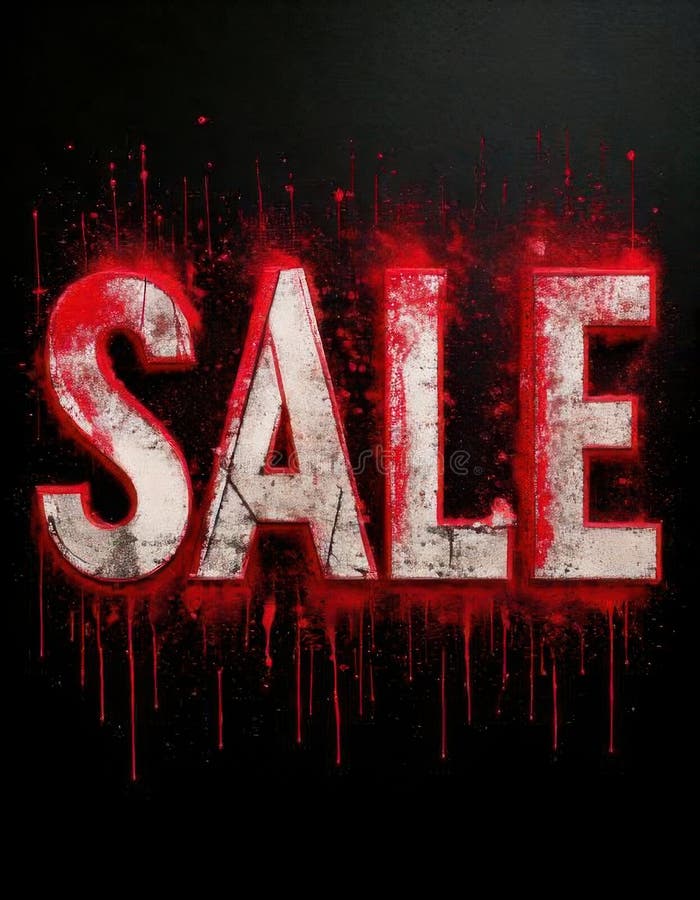 Distressed Sale Text with Red and White Texture on a Black Background ...
