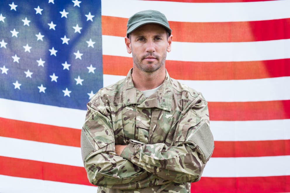 Distressed Soldier Looking at Camera Stock Image - Image of depressed ...