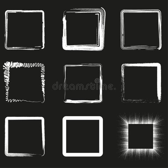 Distressed Square Frames. Grunge Vector Borders. Uneven Rectangle ...