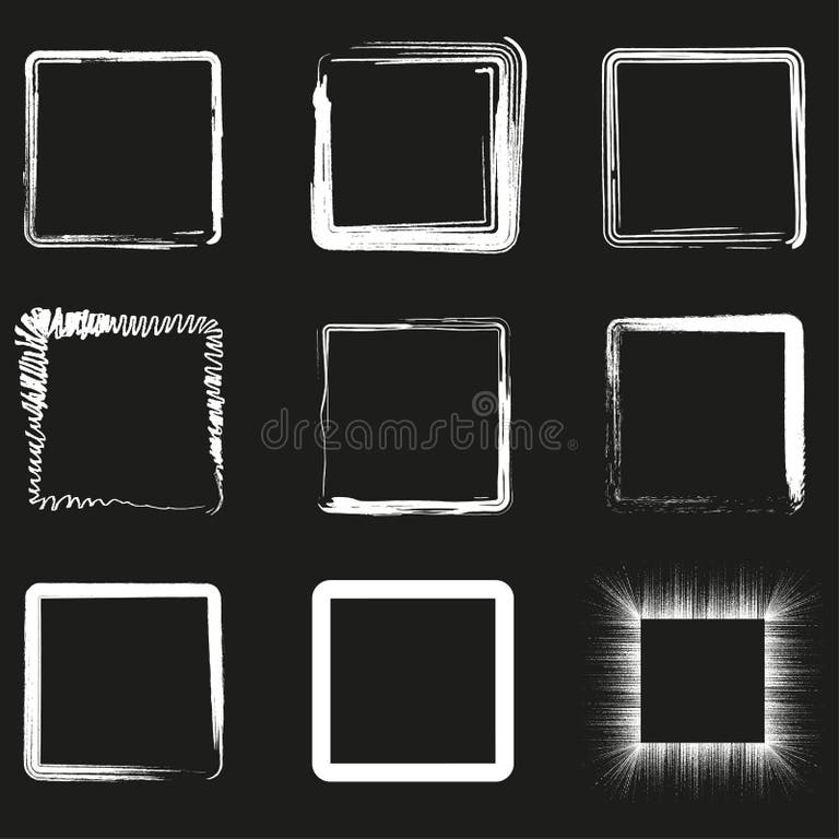 Distressed Square Frames. Grunge Vector Borders. Uneven Rectangle ...