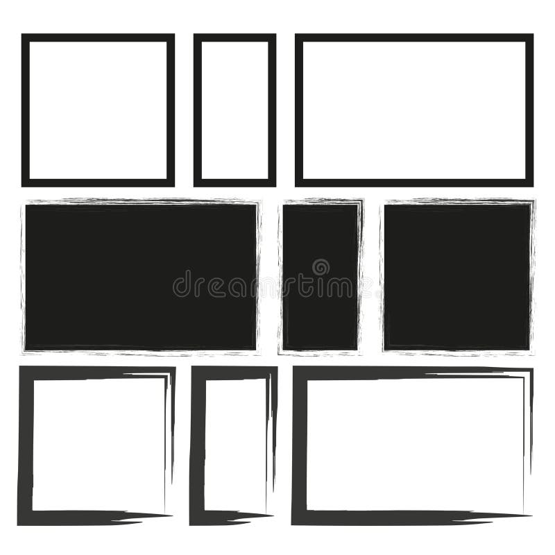 Distressed Square Frames Set. Grunge Style Borders. Artistic Rectangle ...
