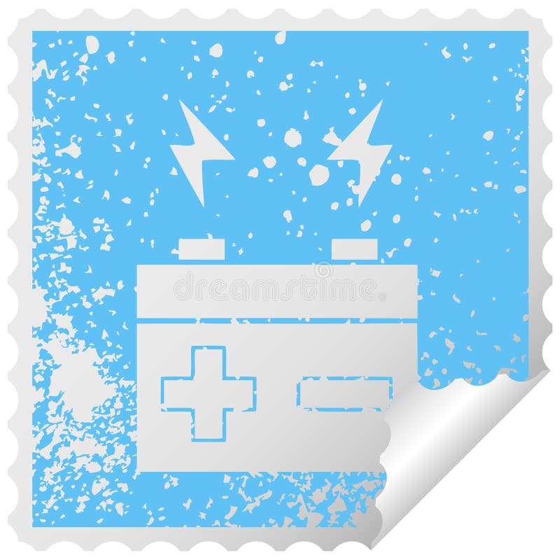 Distressed Square Peeling Sticker Symbol Electrical Battery Stock ...