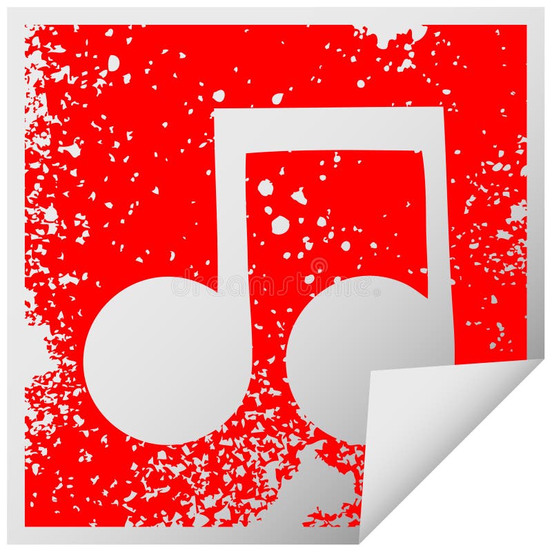 Distressed Square Peeling Sticker Symbol Musical Note Stock Vector ...