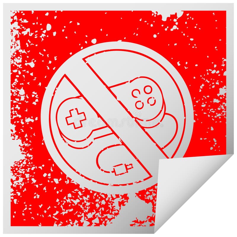 Distressed Square Peeling Sticker Symbol of a No Gaming Allowed Sign ...