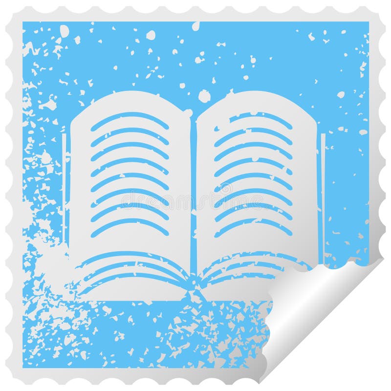 Distressed Square Peeling Sticker Symbol Open Book Stock Vector ...