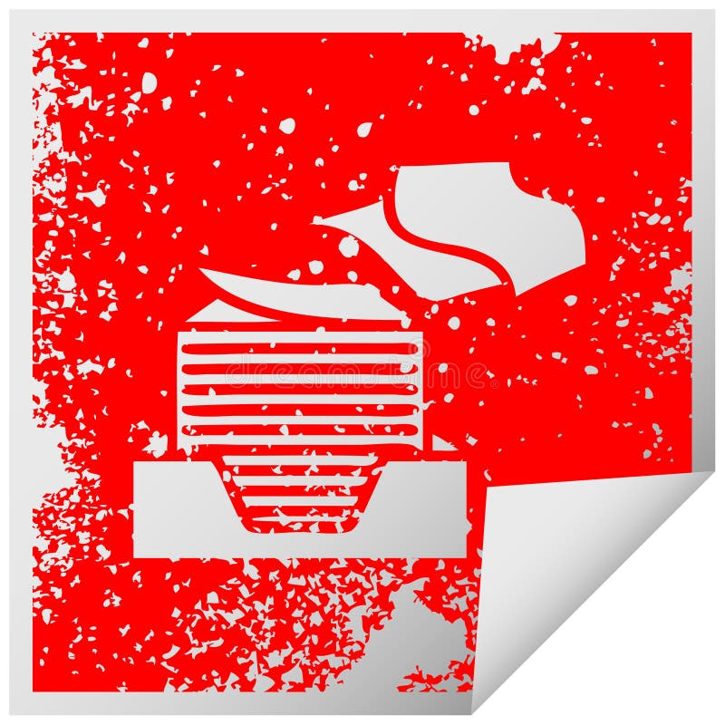 Distressed Square Peeling Sticker Symbol of a Stack of Office Papers ...