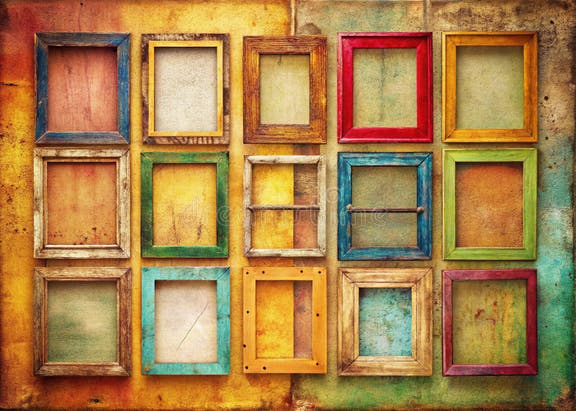 Distressed Square and Rectangular Window Frames a Grunge Collage Border ...