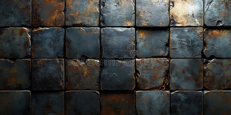 Distressed Square Stone Tiles with Weathered Texture and Rustic Patina ...