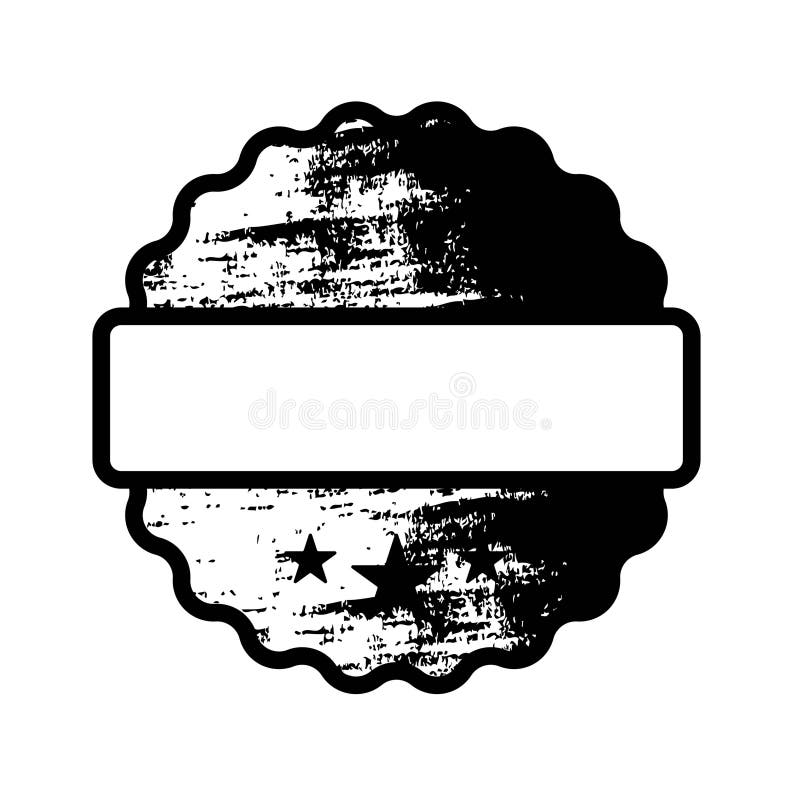 A Distressed Stamp Design Featuring Stars and Wavy Lines in a Circular ...