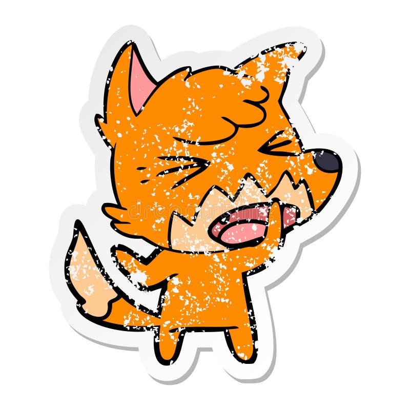 Distressed Sticker of a Angry Cartoon Fox Stock Vector - Illustration ...