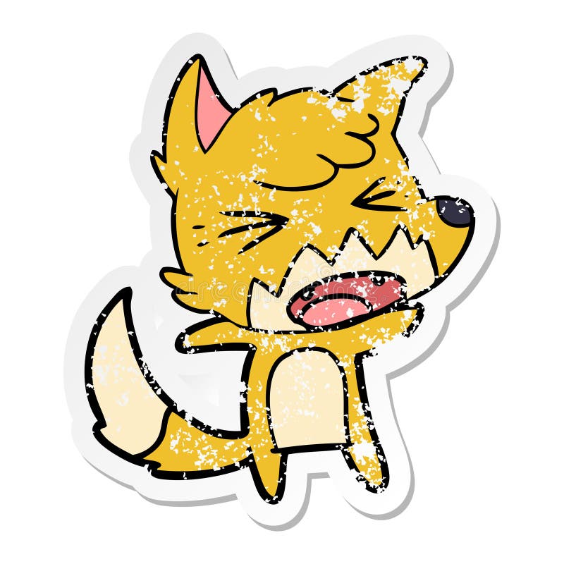 Distressed Sticker of a Angry Cartoon Fox Stock Vector - Illustration ...