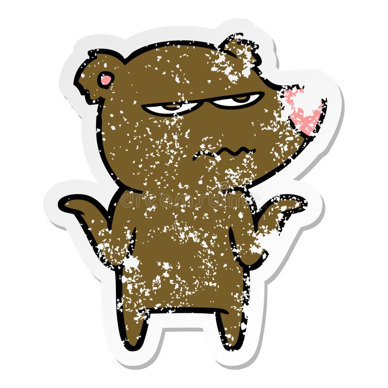 Distressed Sticker of a Annoyed Bear Cartoon Stock Vector ...