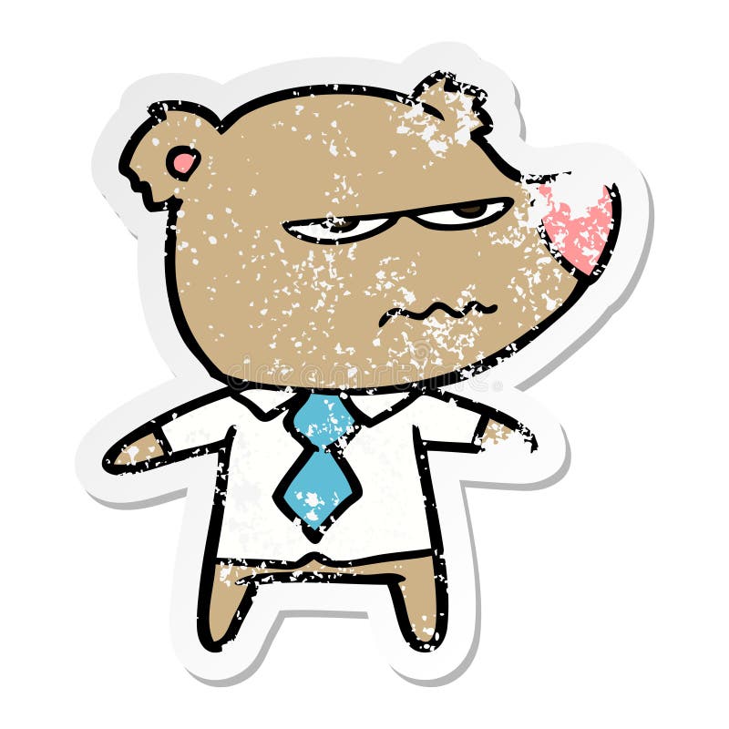 Distressed Sticker of a Cartoon Angry Boss Bear Stock Vector ...