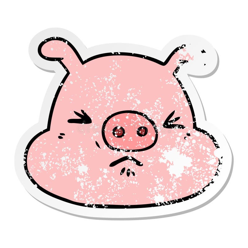 Pig Head Face Animals Cute Cartoon Sticker Label Stick Stock ...
