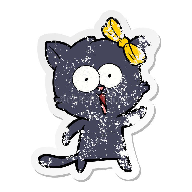 Distressed Sticker of a Cartoon Cat Stock Vector - Illustration of ...