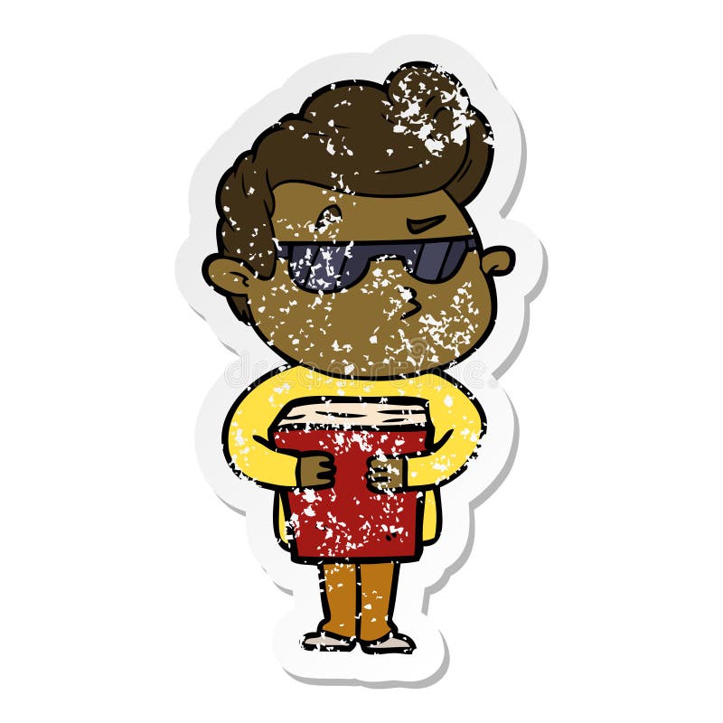 Distressed Sticker of a Cartoon Cool Guy Stock Vector - Illustration of ...