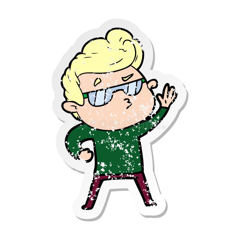 Distressed Sticker of a Cartoon Cool Guy Stock Vector - Illustration of ...