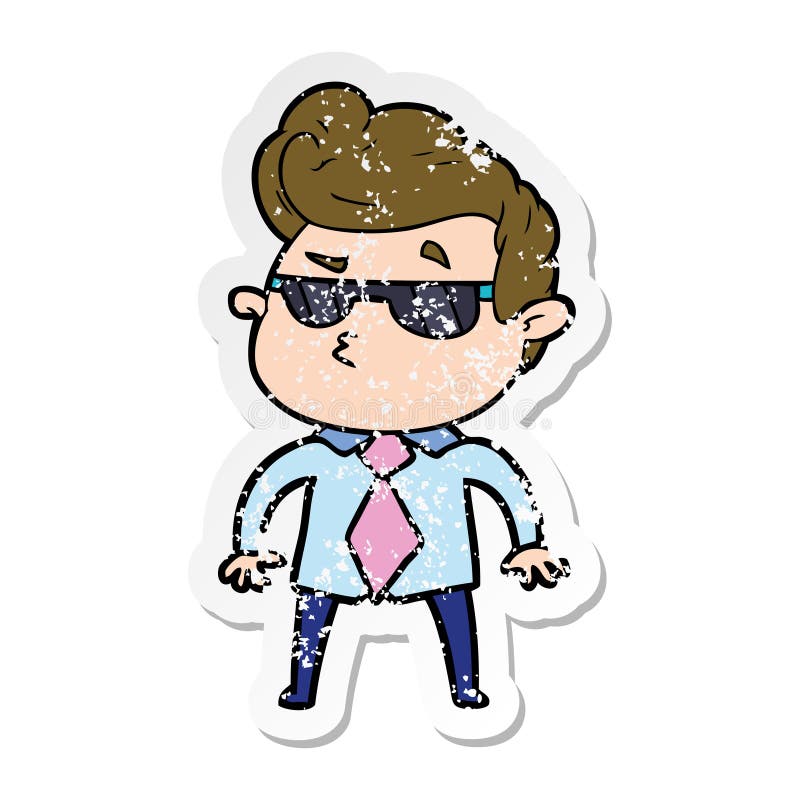 Distressed Sticker of a Cartoon Cool Guy Stock Vector - Illustration of ...