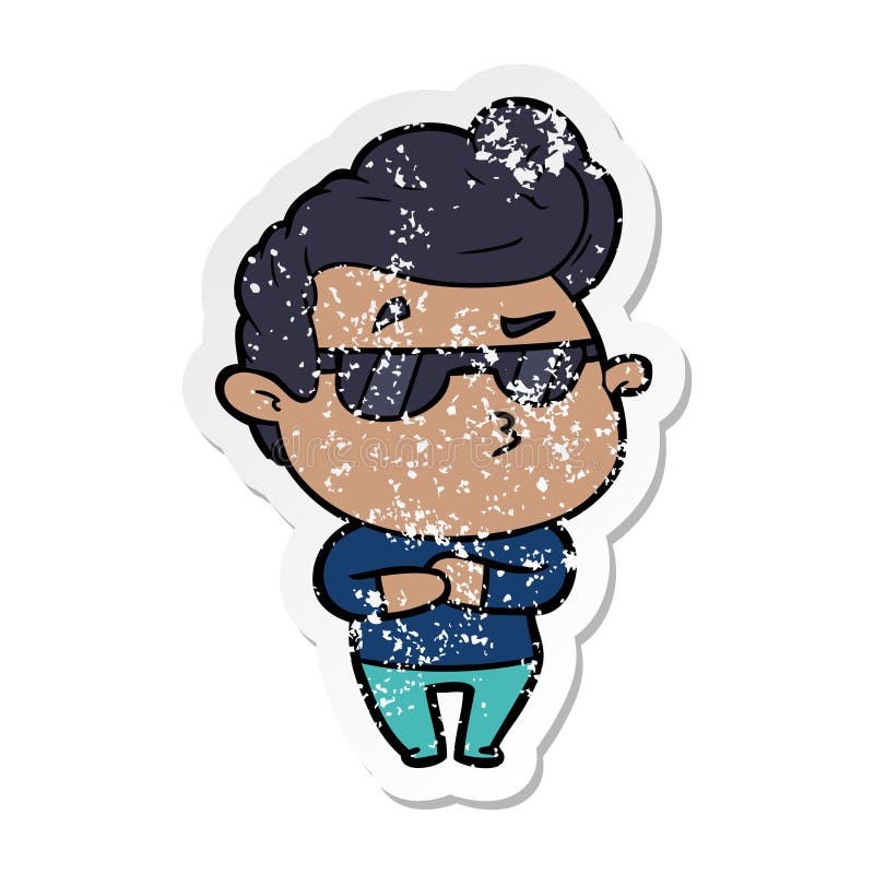 Distressed Sticker of a Cartoon Cool Guy Stock Vector - Illustration of ...