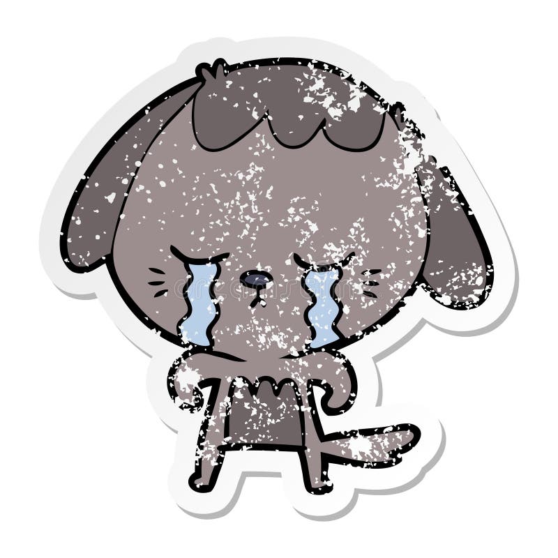 Distressed Sticker of a Cartoon Crying Dog Stock Vector - Illustration ...