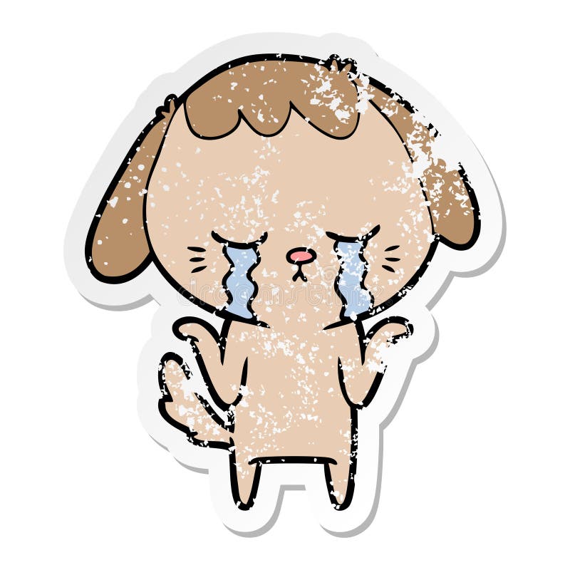 Distressed Sticker of a Cartoon Crying Dog Stock Vector - Illustration ...