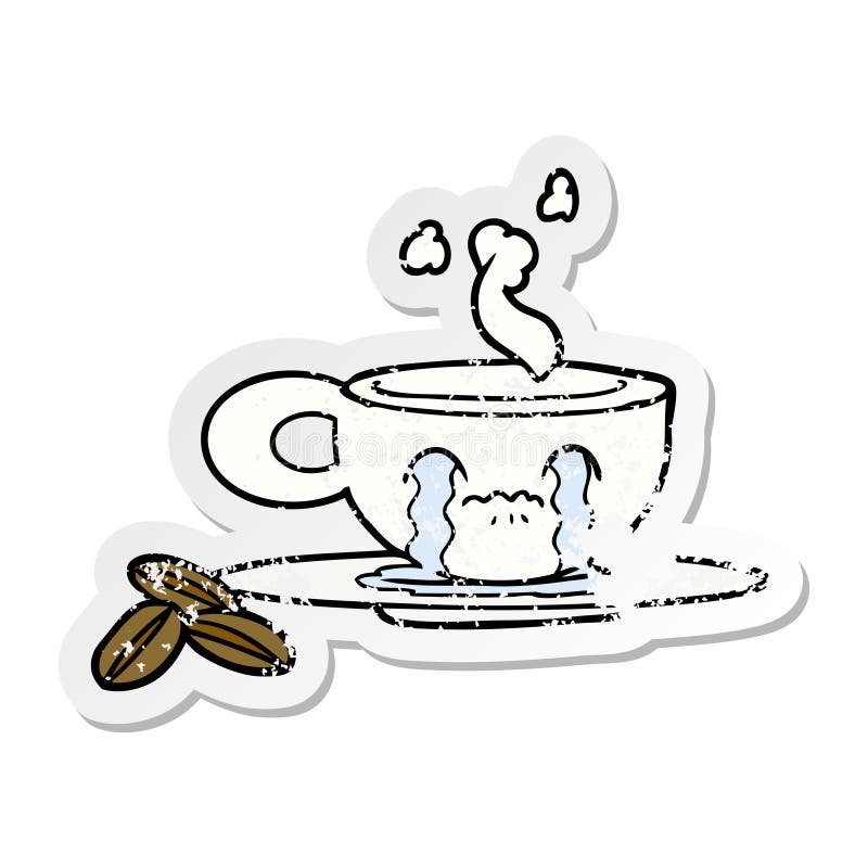 Distressed Sticker of a Cartoon Crying Espresso Mug Stock Vector ...