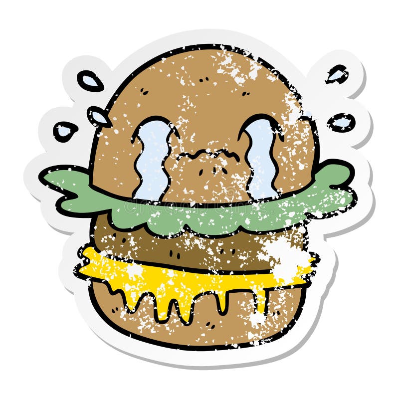 Crying Burger Character Fast Food Stock Vector - Illustration of burger ...