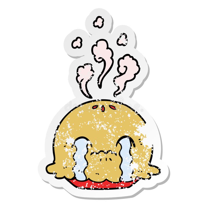 Distressed Sticker of a Cartoon Crying Pie Stock Vector - Illustration ...