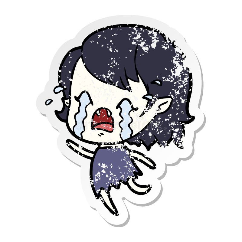 Crying Vampire Dracula. Cute Halloween Character Sticker Stock Vector ...