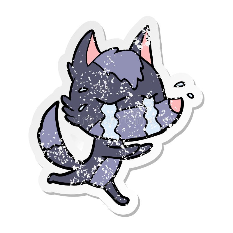 Distressed Sticker of a Cartoon Crying Wolf Stock Vector - Illustration ...
