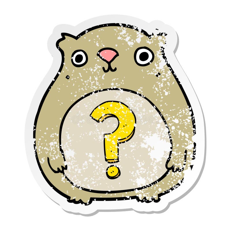 Curious Bear Question Mark Animals Cute Cartoon Sticker Distressed ...