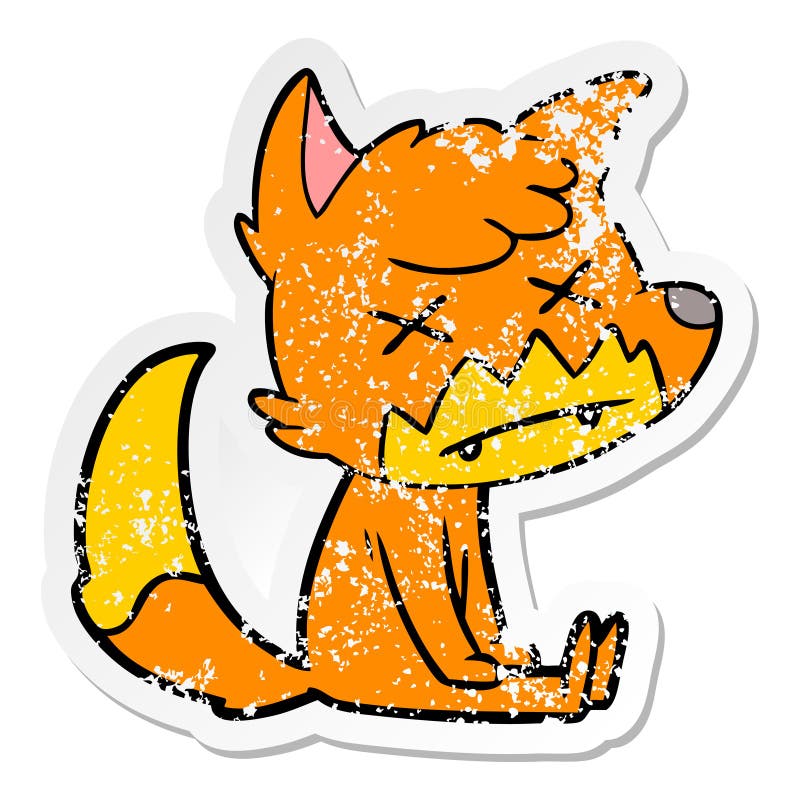 Distressed Sticker of a Cartoon Dead Fox Stock Vector - Illustration of ...