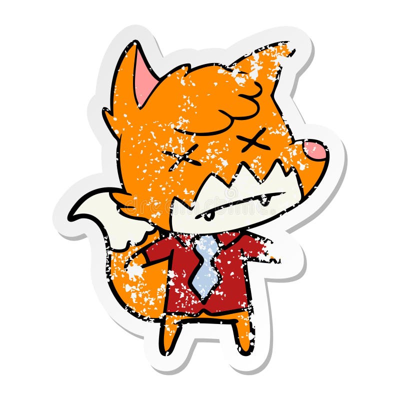 Distressed Sticker of a Cartoon Dead Fox Stock Vector - Illustration of ...