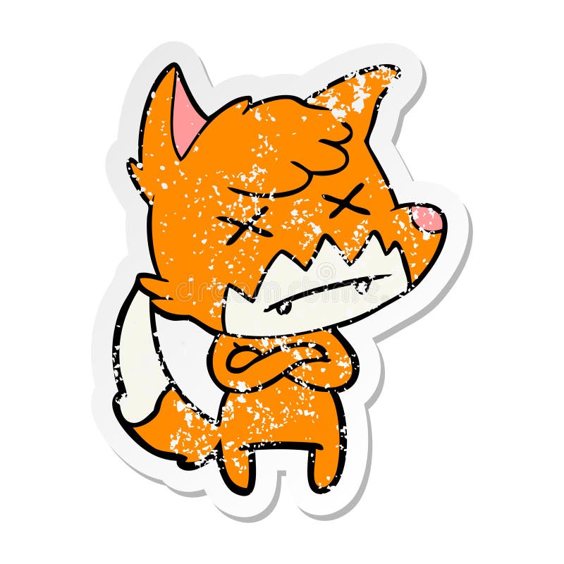 Distressed Sticker of a Cartoon Dead Fox Stock Vector - Illustration of ...