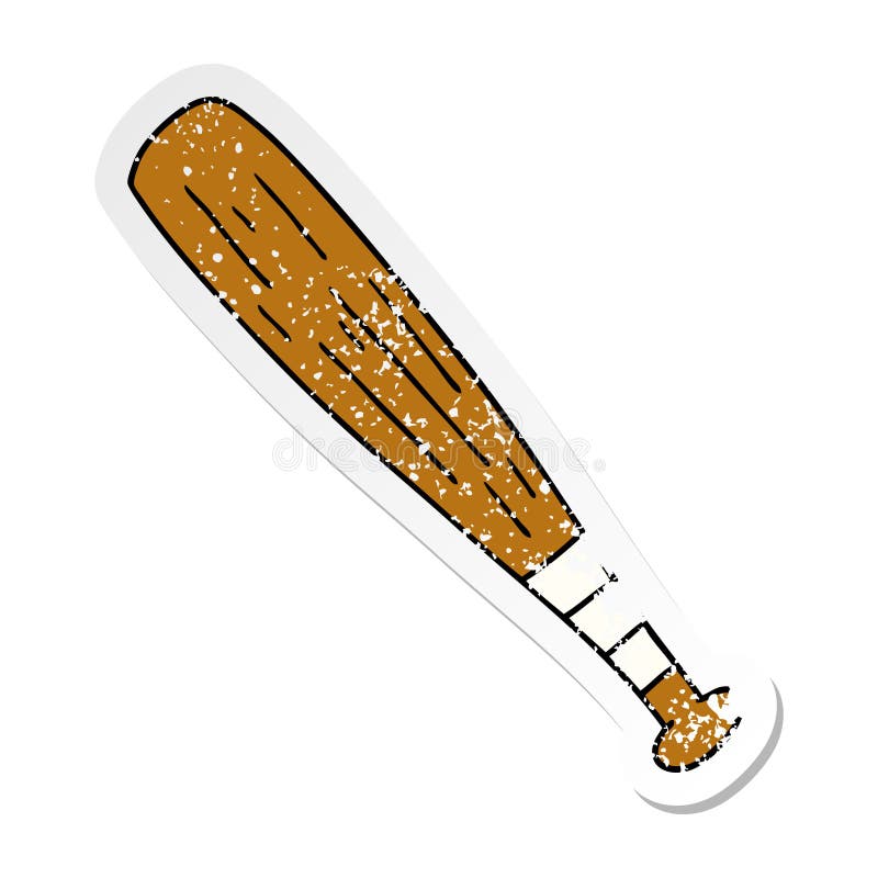 Distressed Sticker Cartoon Doodle of a Baseball Bat Stock Vector ...