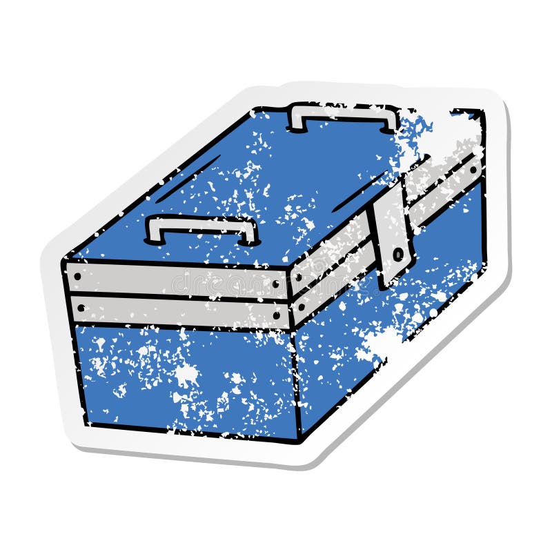 Distressed Sticker Cartoon Doodle of a Metal Tool Box Stock Vector ...