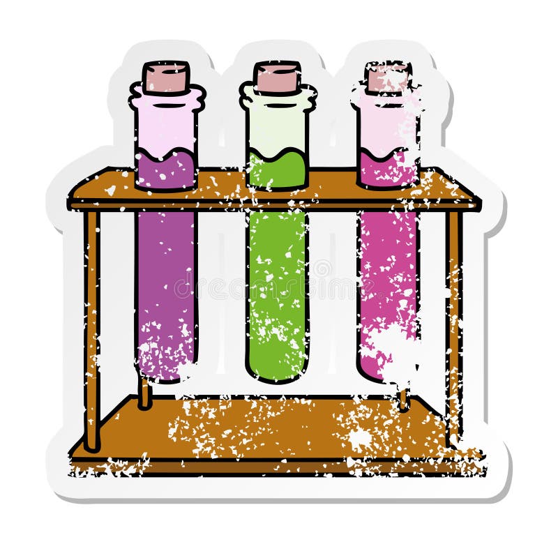 Distressed Sticker Cartoon Doodle of a Science Test Tube Stock Vector ...