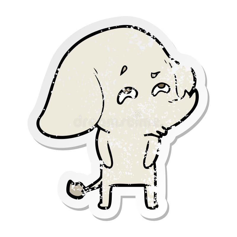 Distressed Sticker of a Cartoon Elephant Remembering Stock Vector ...